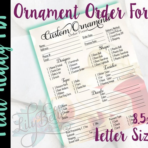 Custom Bows Print Ready Order Form in Letter Sized in Pdf Form - Etsy