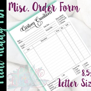 Misc. General Order Form Print Ready Order Form in PDF & JPG - Etsy
