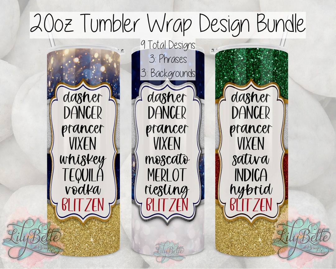 Dasher, Dancer, & Prancer Christmas Label Bundle 20oz Tumbler ...