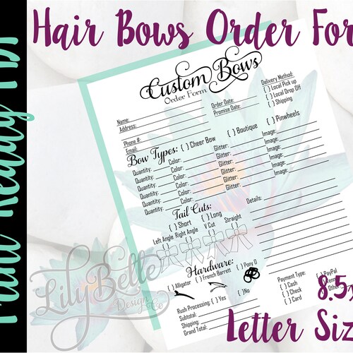 Custom Bows Print Ready Order Form in Letter Sized in Pdf Form - Etsy