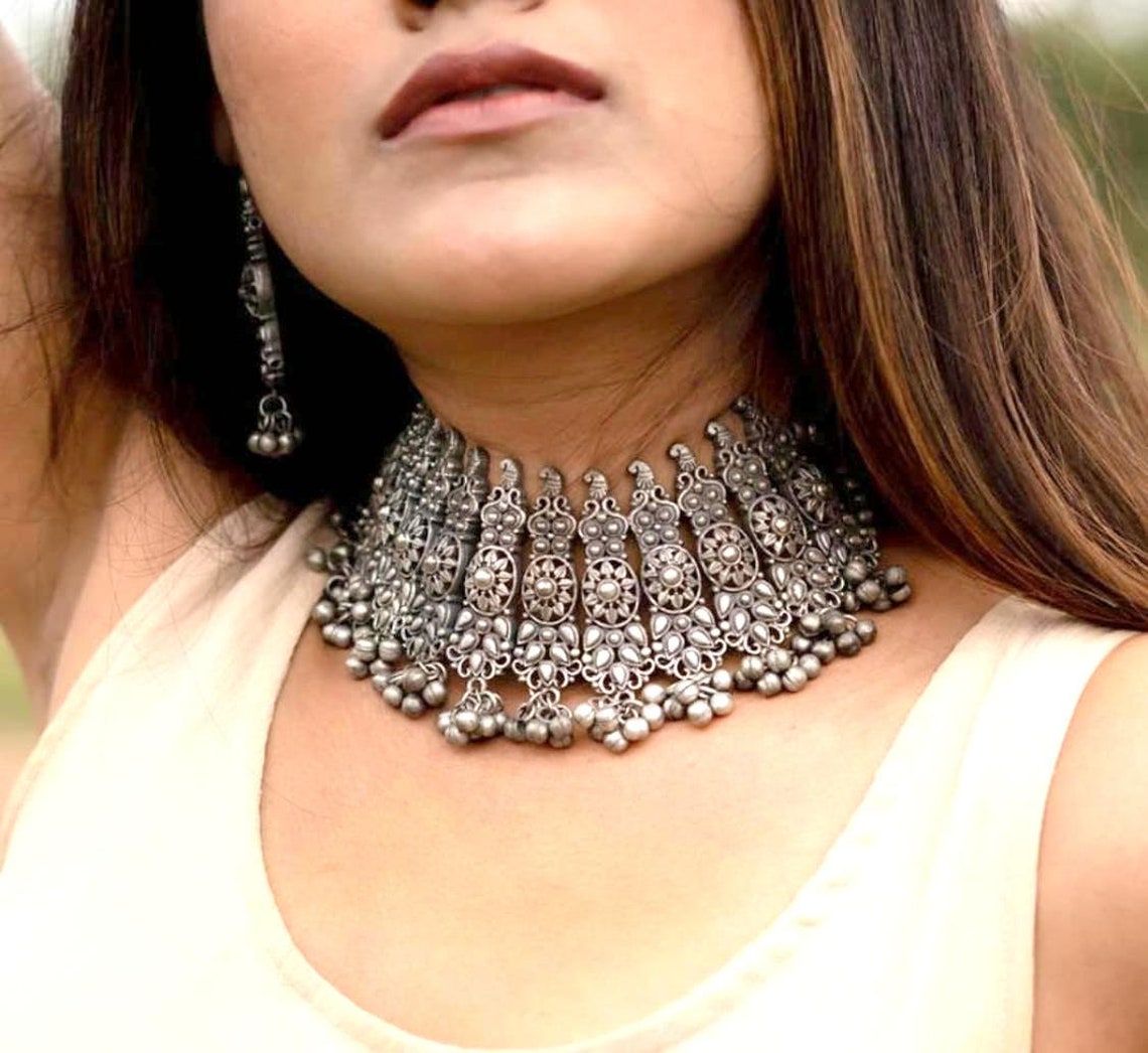 Indian Choker Oxidized Indian Jewelry Indian Necklace - Etsy