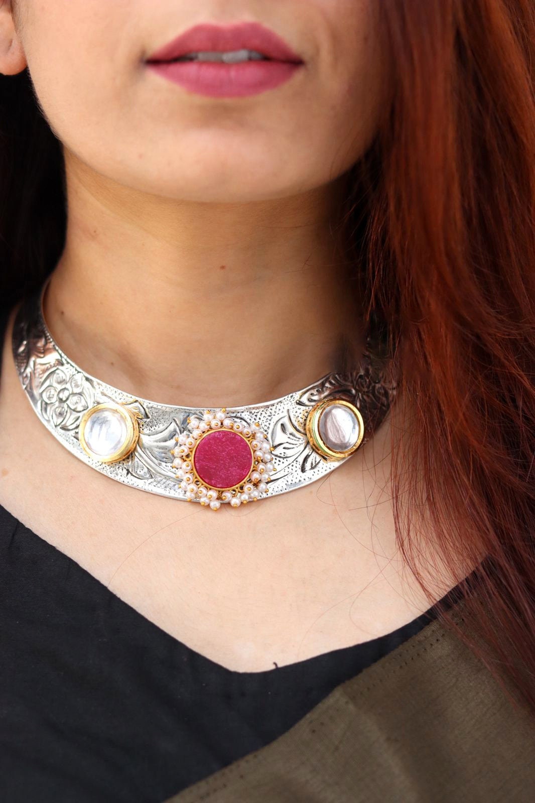 Dual Tone Kundan Hasli/ Indian Choker Necklace/ Indian - Etsy