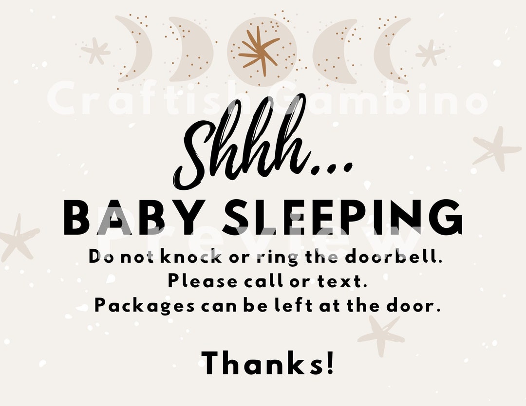Sleeping Baby Door Sign, Printable, Do Not Knock Sign - Etsy