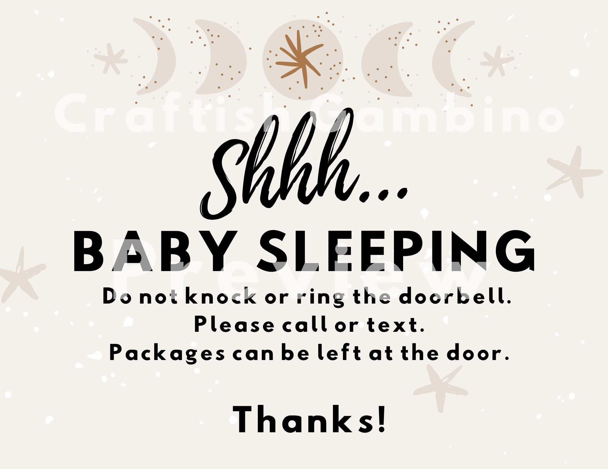 Sleeping Baby Door Sign, Printable, Do Not Knock Sign - Etsy