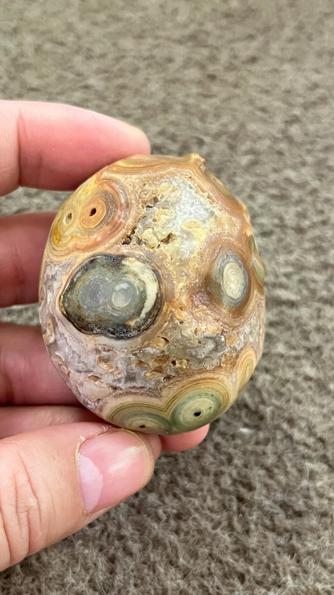 A Set Size:5.3x4.3x2.7cm+ Natural Gobi Eyes Agate No Polished No Hole ...