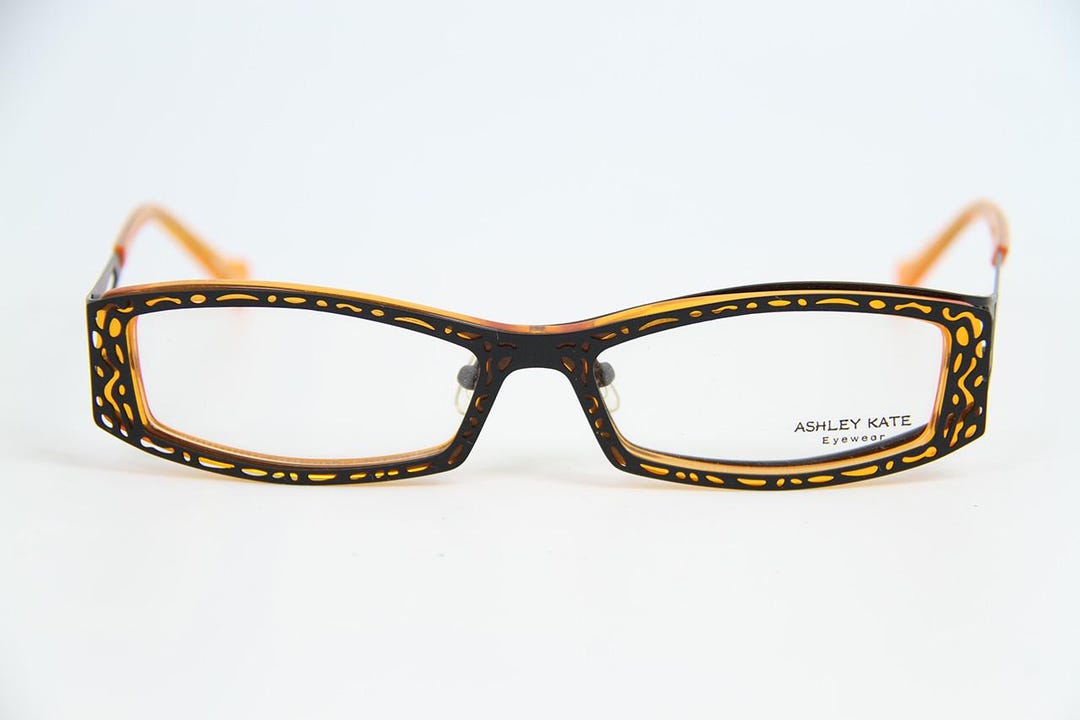 ASHLEY KATE AK307 Black and Yellow Eyeglasses Optical Frame - Etsy
