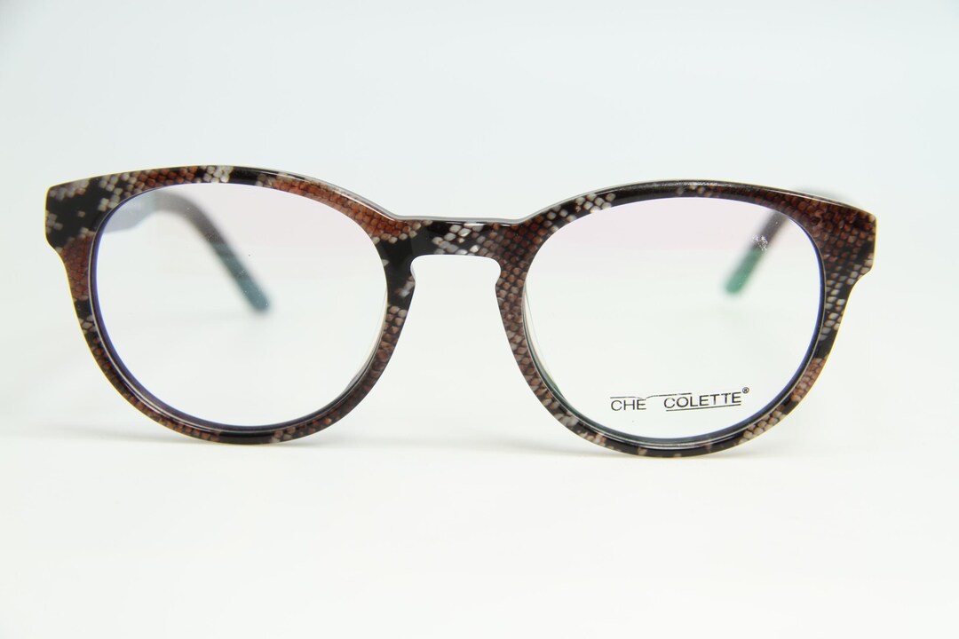 CHEZ COLETTE 3855 995 Snake Skin Black Brown Eyeglasses Optical Frame ...