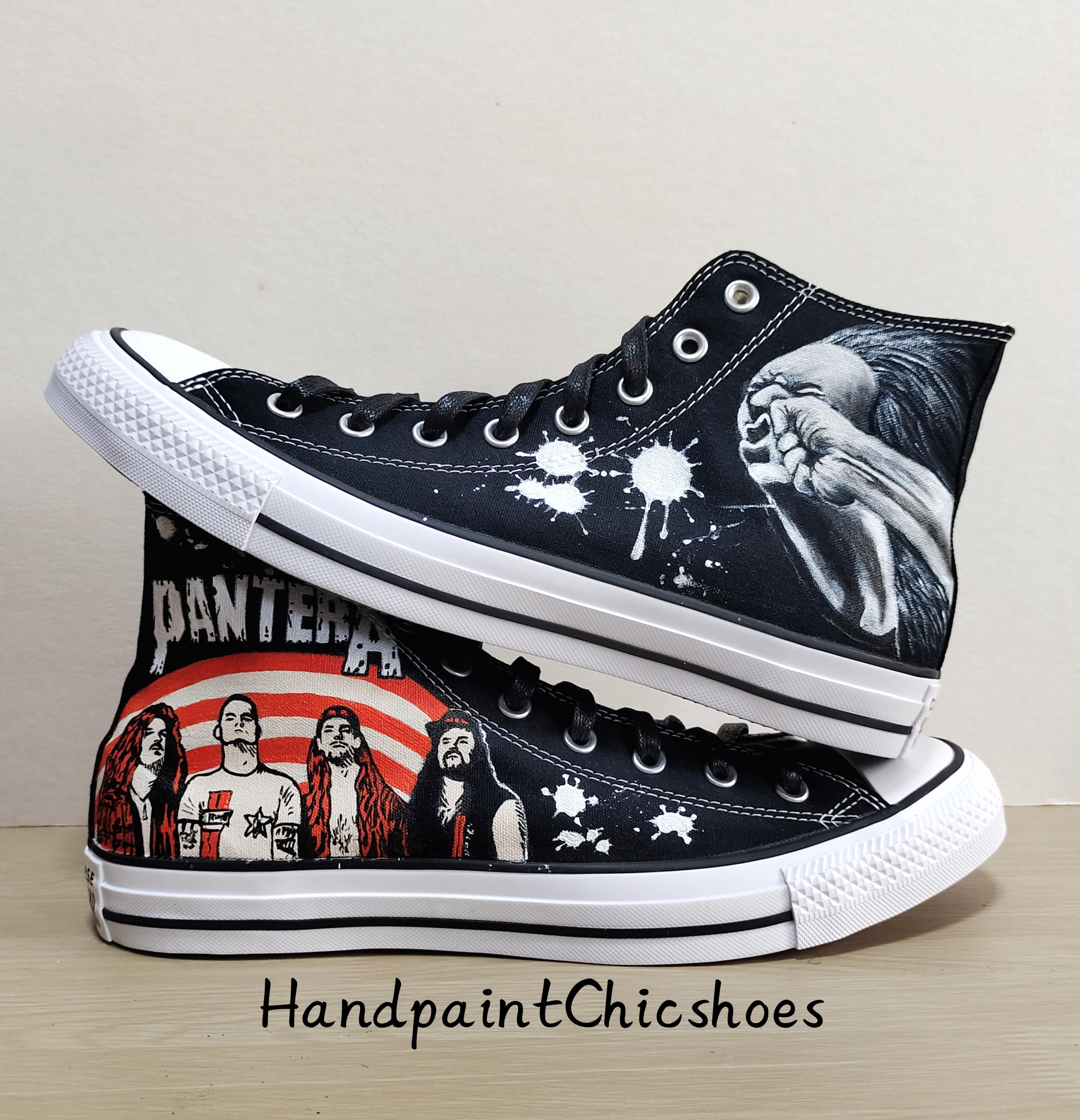 Handpainted Pantera Converse High Tops: Custom Rock Band Shoes - Etsy