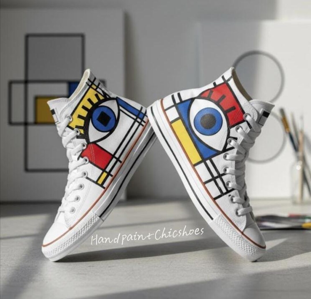 Hand-painted Evil Eye High Top Sneakers: Mondrian Art Converse - Etsy