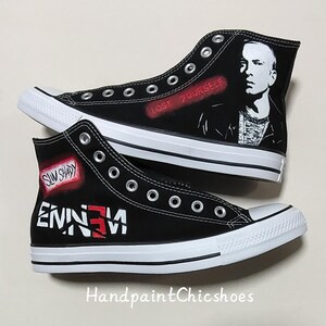 Hand-painted Eminem Converse High Tops: Custom Rap Concert Shoes - Etsy