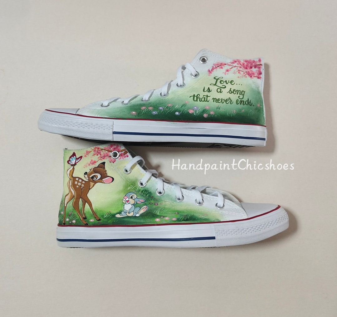 Custom Bambi Converse/hand Painted Bambi Converse/bambi Sneaker/disney ...