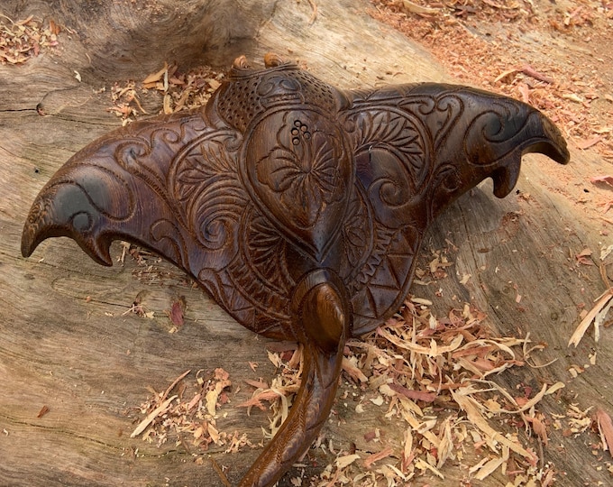 10" Manta Ray, Polynesian Tribal Designs, Woodcarving Stingray, Manta ...
