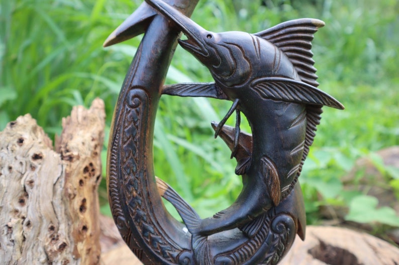 11 Marlin Fish With Hawaiian Maui Fishing Hook Wooden - Etsy