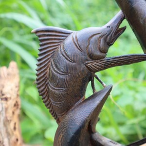 11" Marlin Fish With Hawaiian Maui Fishing Hook, Wooden Fish Hook ...