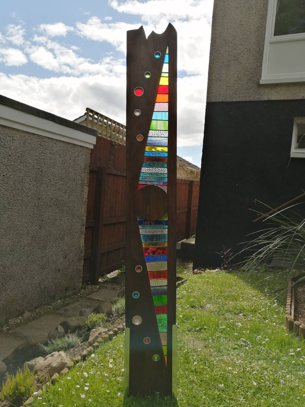 Wood And Stained Glass Garden Sculpture at Mary Spurr blog