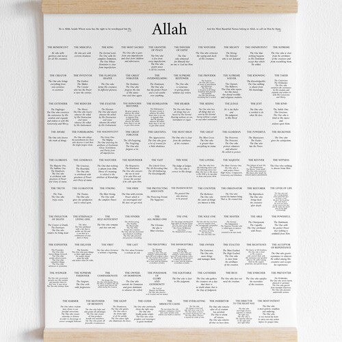 The 99 Names of Allah Asma Allah Ul-husna Poster - Etsy