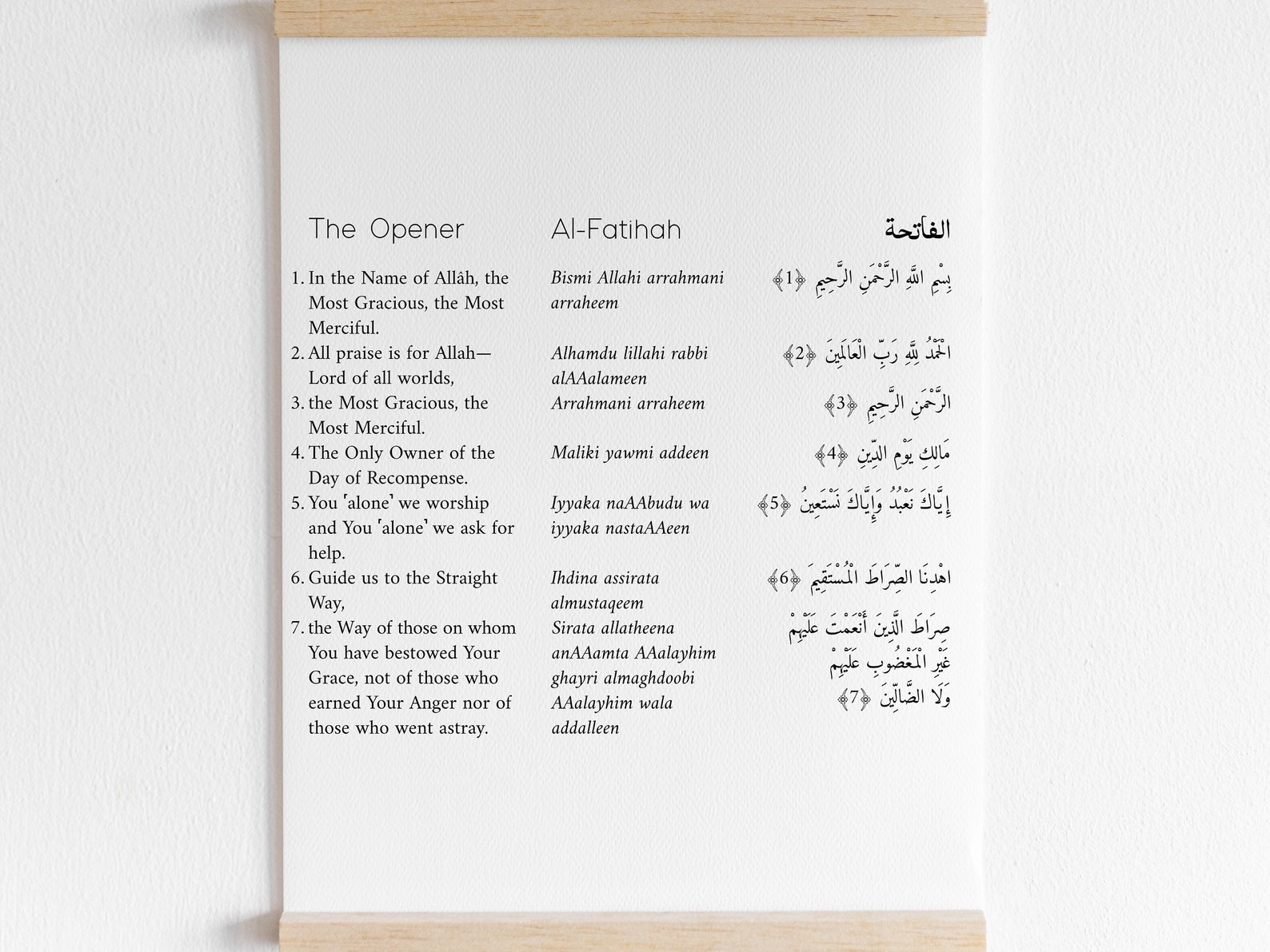 Surat Al-fatihah Printable the Opener Surah Minimalist - Etsy Canada