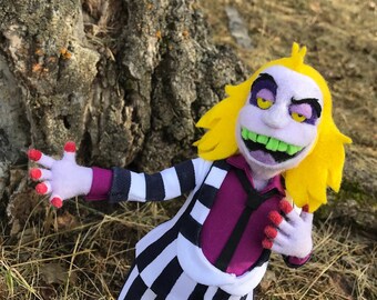 Beetlejuice Animated Plush Doll Plush Figure Felt Doll Tim Burton Halloween 90s Cartoon Etsy