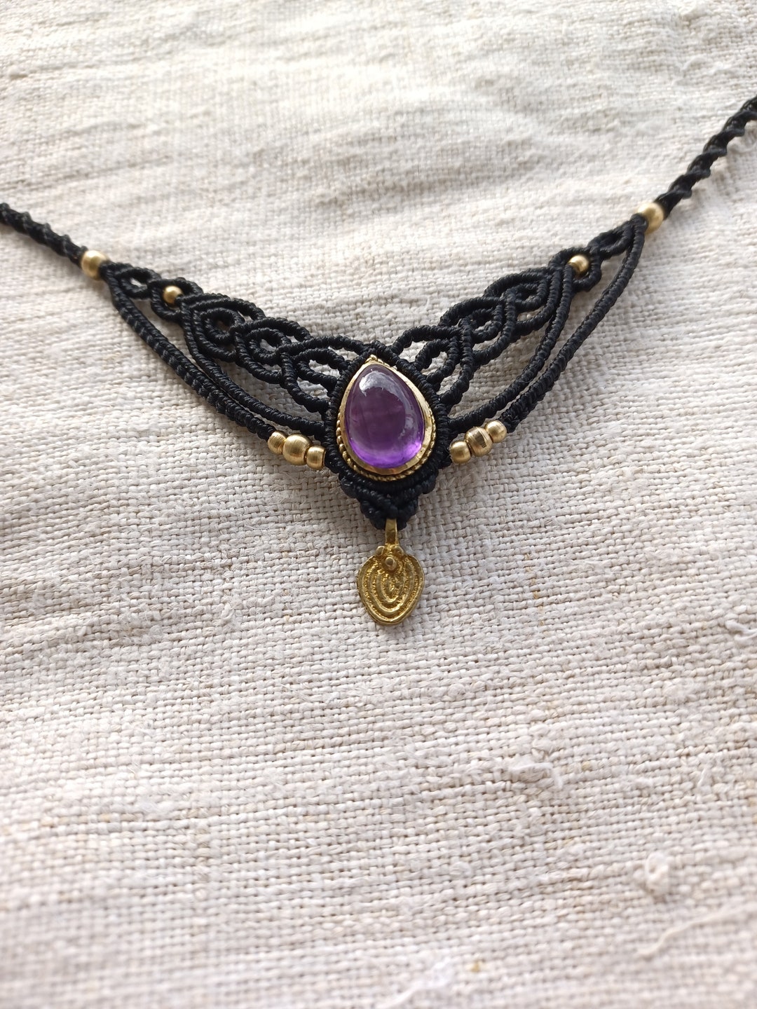 Crystal Macrame Chokers, Natural Stone Necklace, Moonstone Choker ...