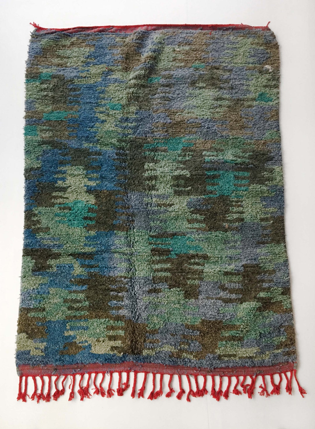 Berber Carpet Boujaad With Pattern Type Camouflage Blue and - Etsy