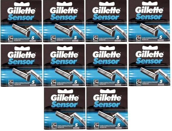 10 X Gillette Sensor 5 Pack 50 Blades Cartridges NOS Razor - Etsy