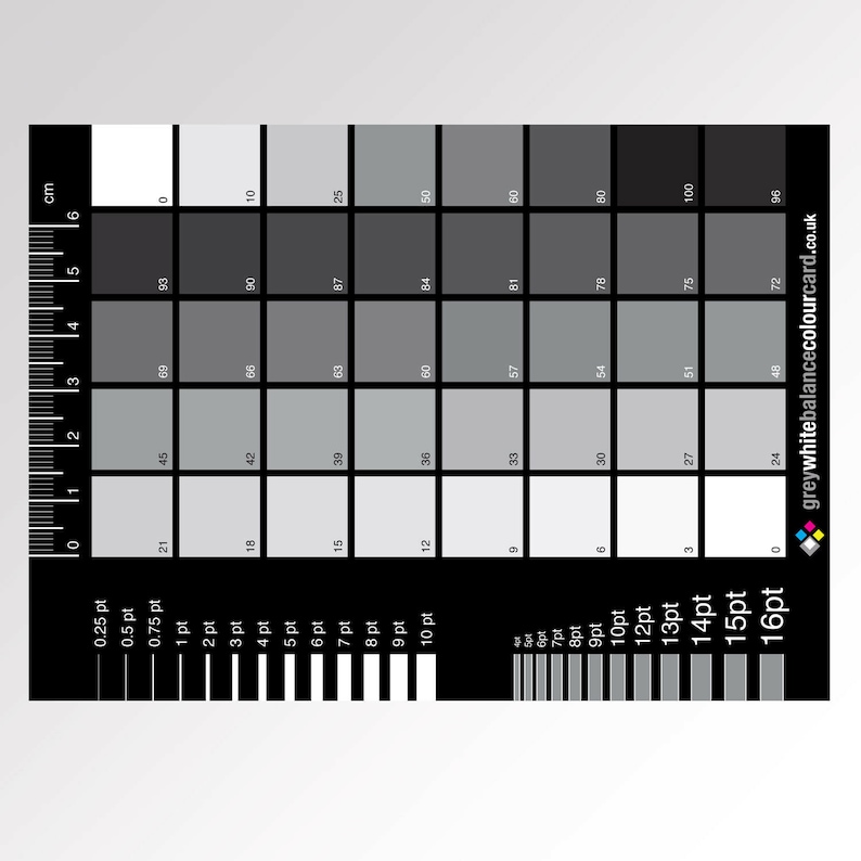 The CMYK Greyscale Card for Design and Reprographics - Etsy