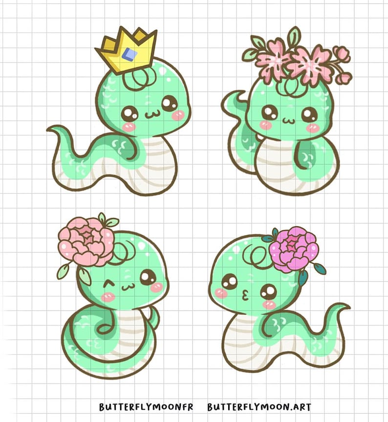 Cute Kawaii Snake Clipart, Kawaii Snake Clipart, Cute Snake Clipart ...