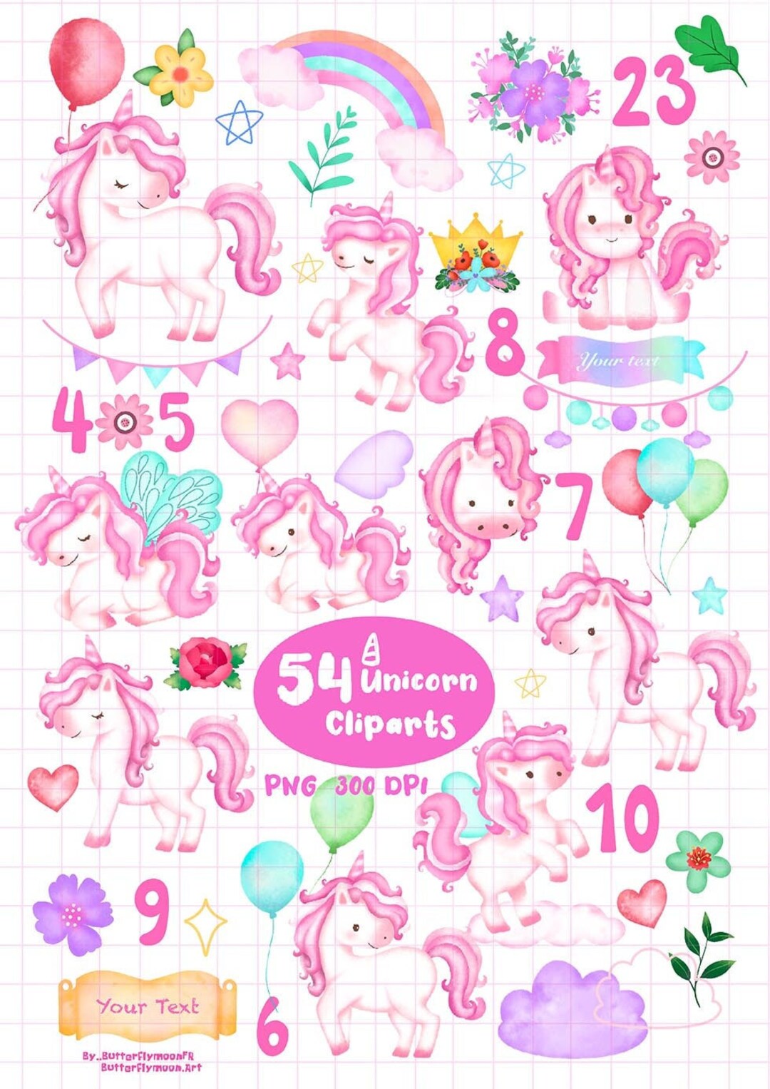 Cute Unicorn Clipart, Unicorn Clipart, Rainbow Magical Unicorn ...