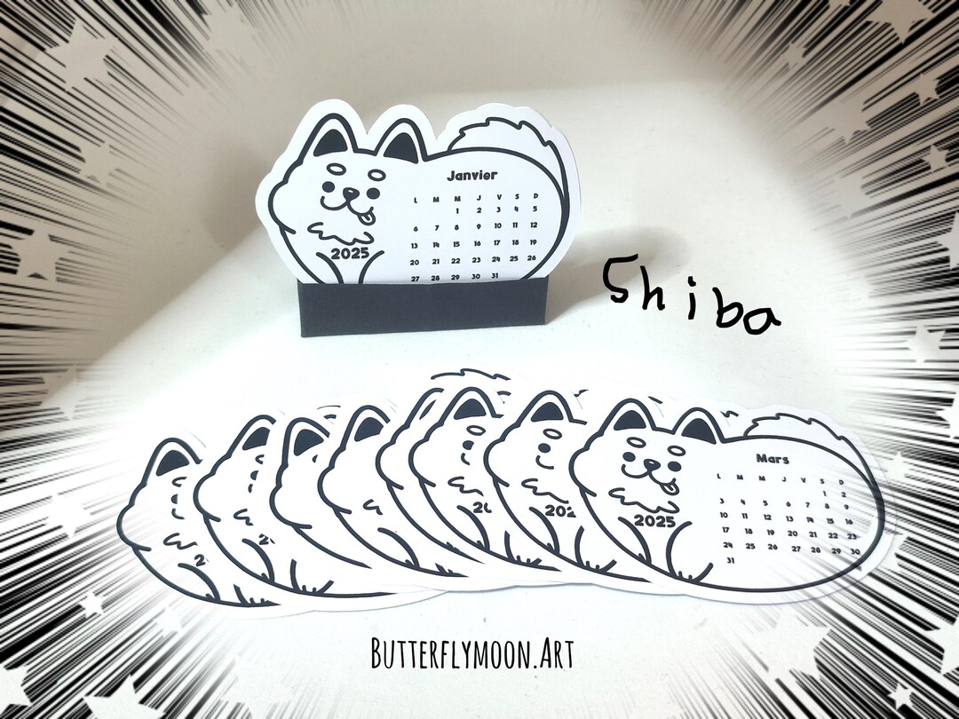 Shiba/poodle Dog Mini Calendar 2025, Desk Calendar 2024, Dog Monthly ...