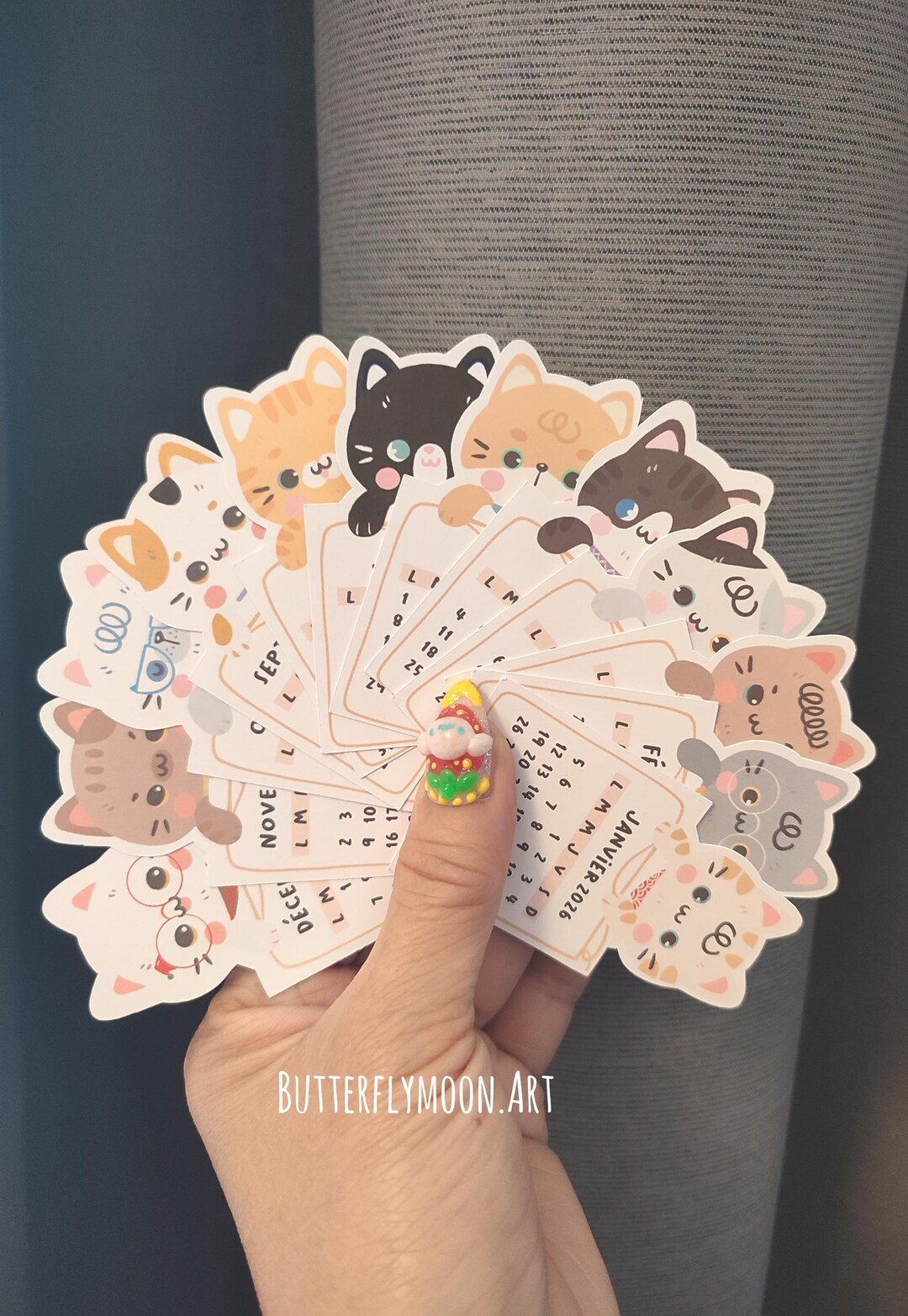 Mini-calendrier Chat 2026 Stickers, Autocollant Calendrier De Bureau ...