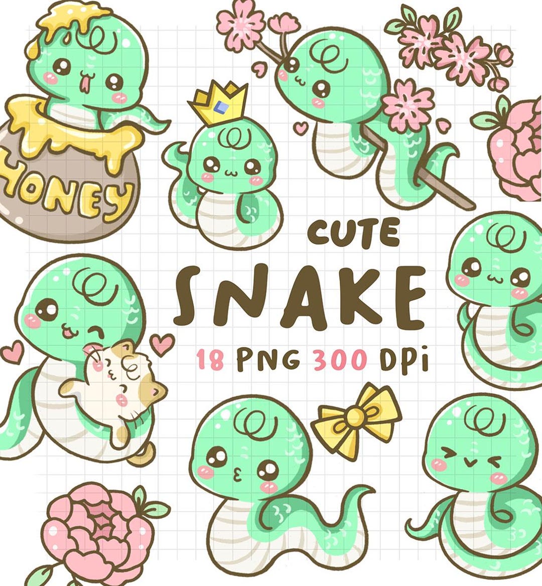 Cute Kawaii Snake Clipart, Kawaii Snake Clipart, Cute Snake Clipart ...