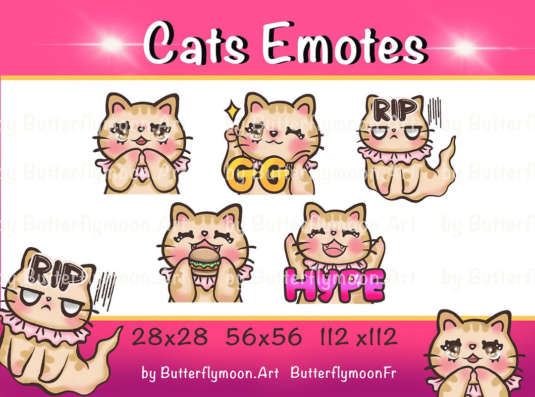 5x Twitch Emotes Cat Cute Cat ,cute Cat Set, Kawaii Fox , Chibi , Cat ...