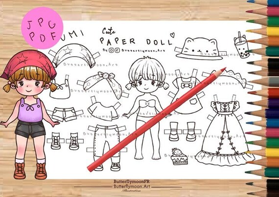 Cute Yumi Paper Doll Paper Doll Printableinstant Download - Etsy
