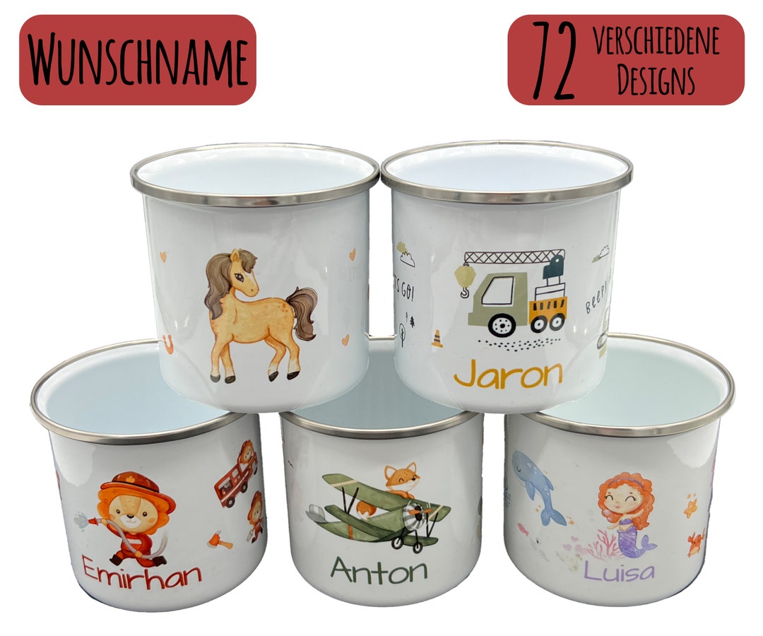 Personalisierte Emailletasse Kinder Tasse - Becher - Wunschname - 72 ...