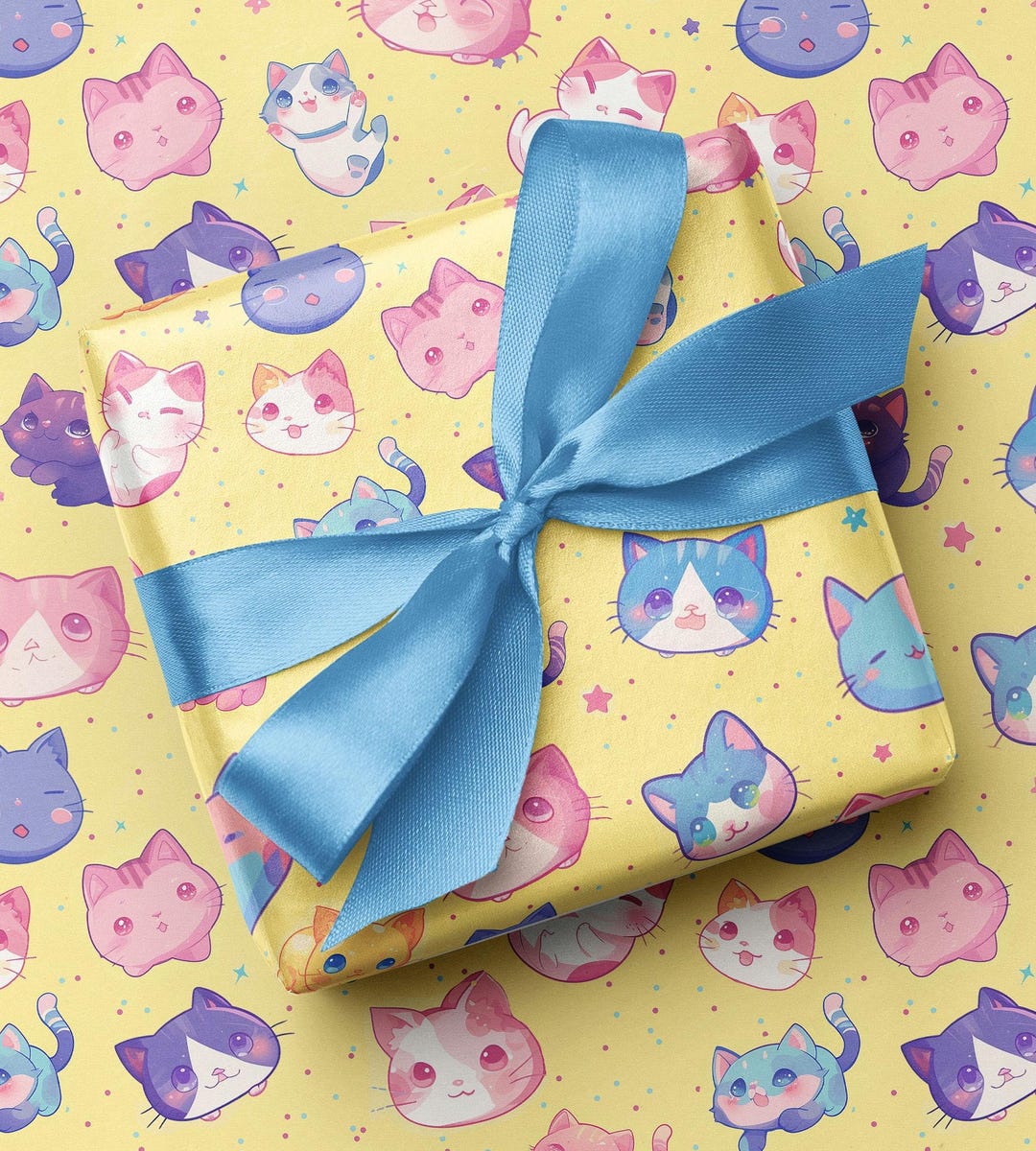 Kawaii Cat Wrapping Paper | Anime Cartoon Print Gift Wrap - Etsy