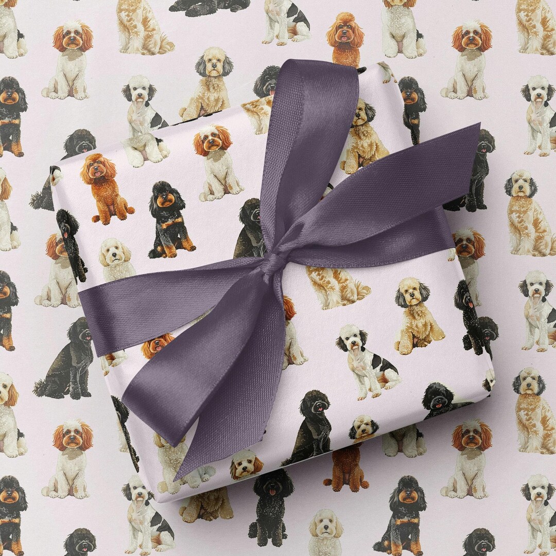 Posh 'poodle Party' Wrapping Paper - Dog Themed Cute Doggy Printed Gift ...