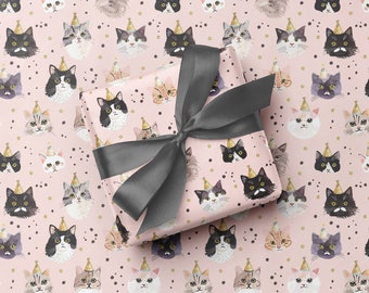 Birthday Cats Gift Wrapping Paper - Etsy