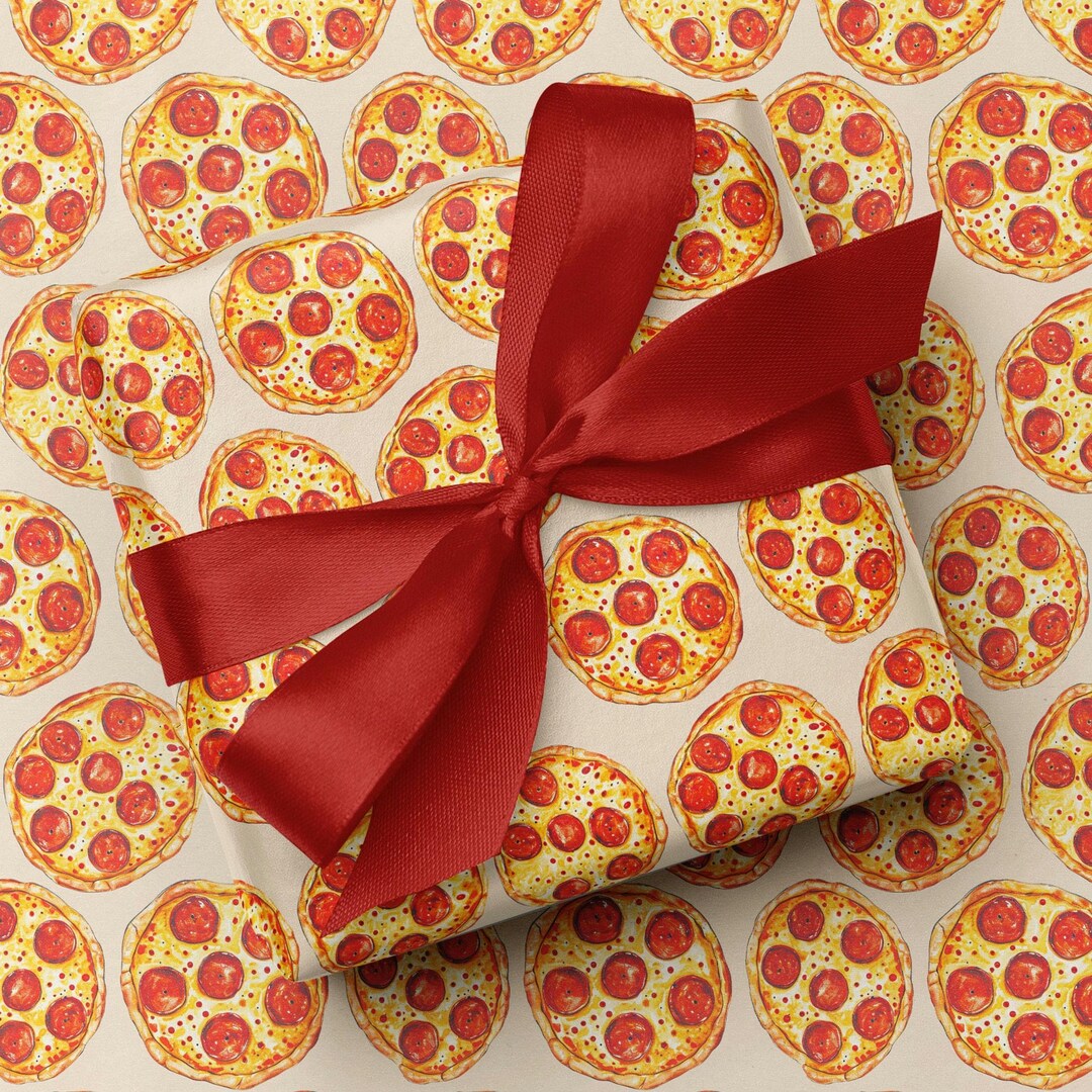 Pepperoni Pizza Wrapping Paper | Novelty Pizza Lover Food Gift Wrap - Etsy
