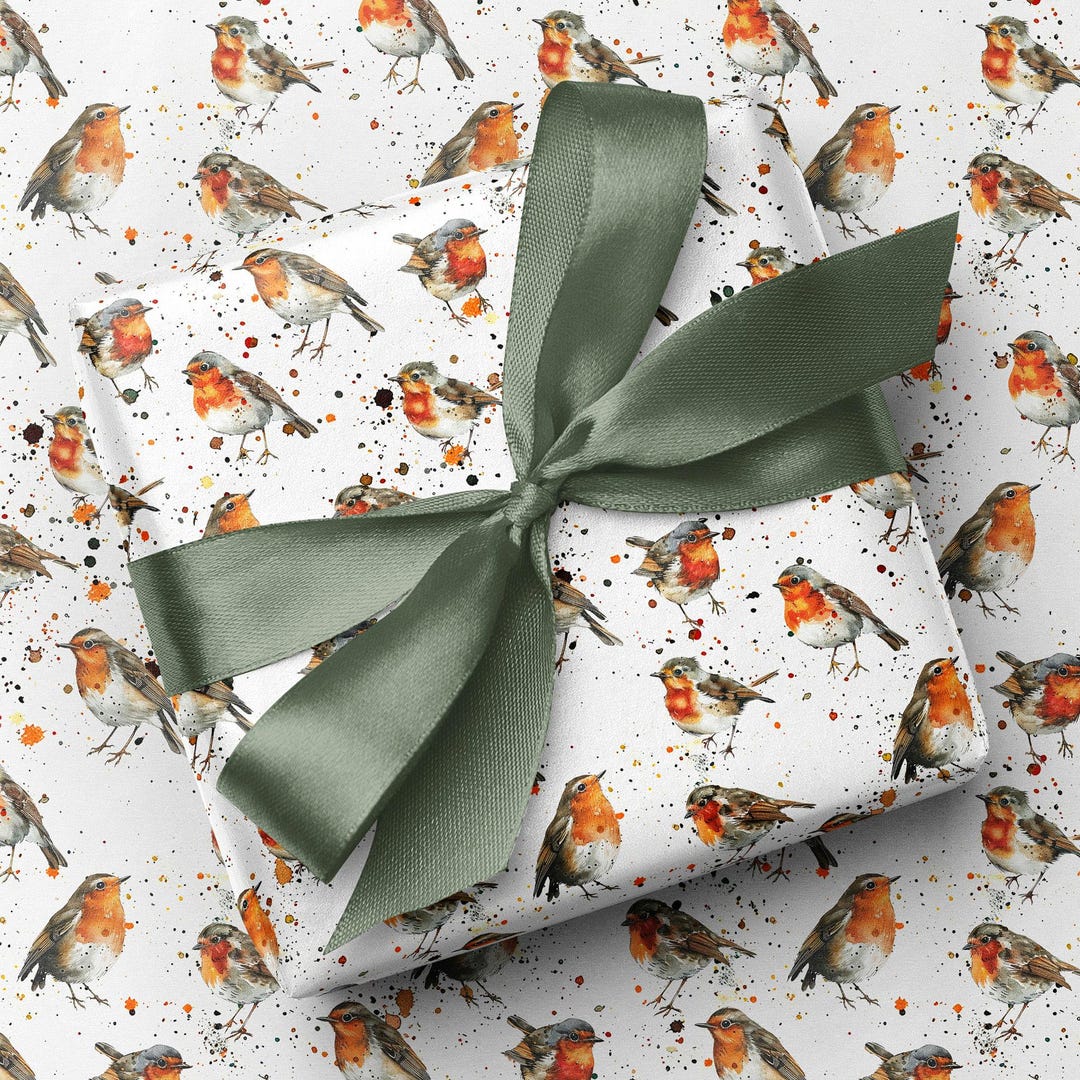 Robin Bird Print Wrapping Paper - Birdwatcher Gift Wrap - Etsy