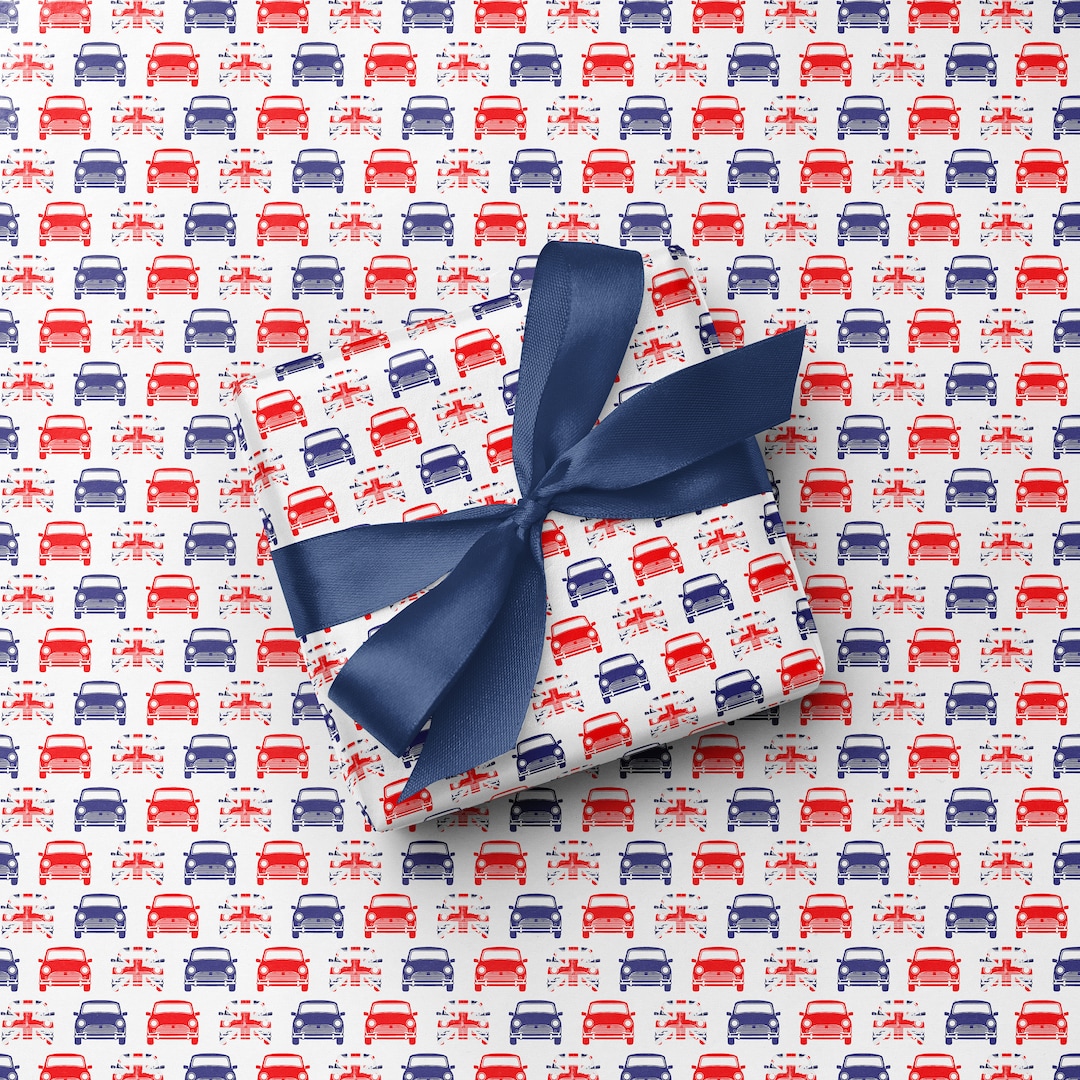 Retro Mini Car Wrapping Paper - Union Jack Print Gift Wrap - Etsy