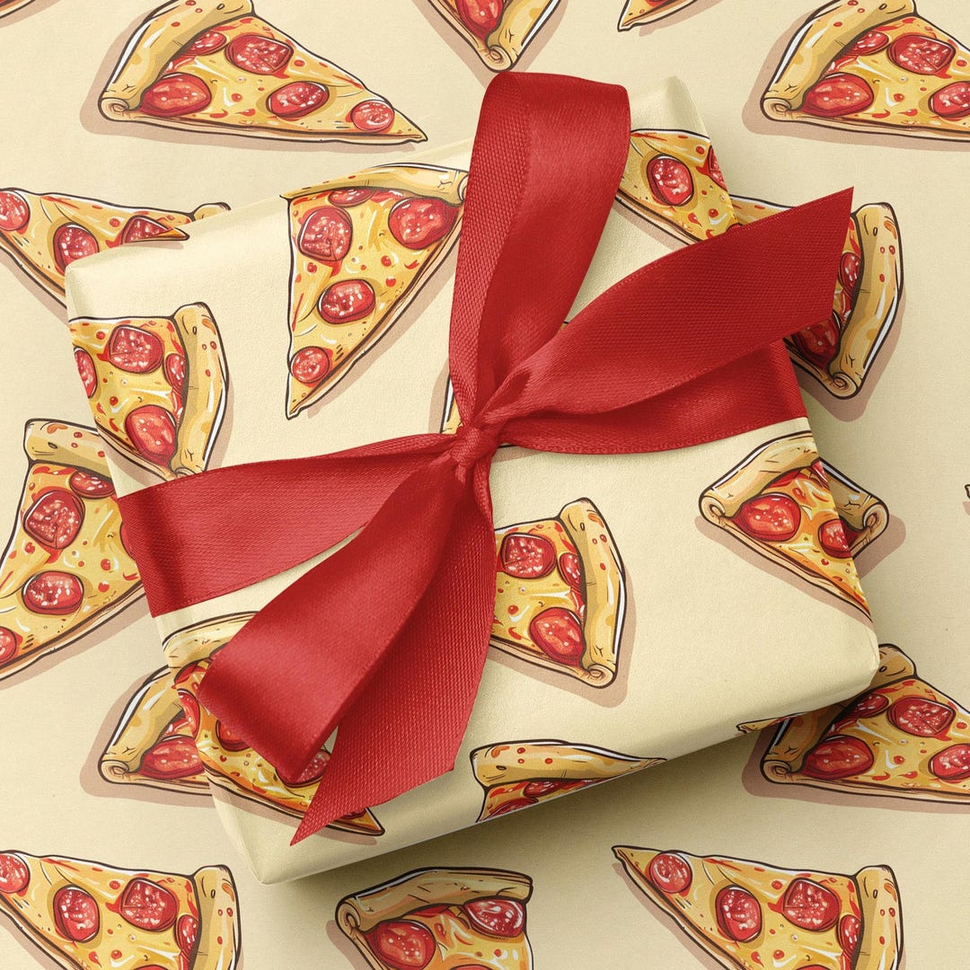 Pepperoni Pizza Slices Wrapping Paper | Funny Foodie Gift Wrap - Etsy