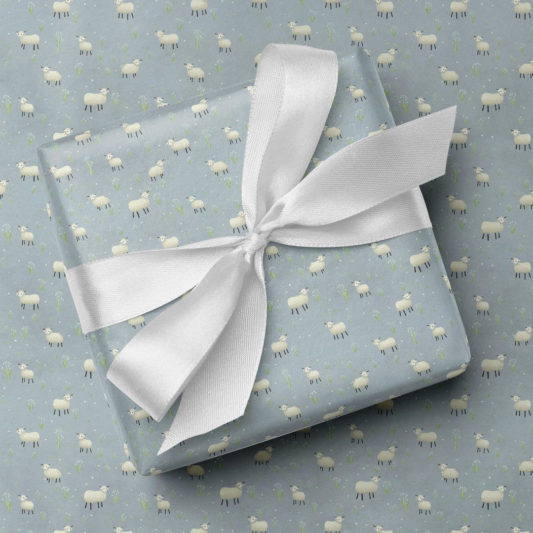 Cute Sheep Tile Print Wrapping Paper - Hand Drawn Cute Sheep Printed ...