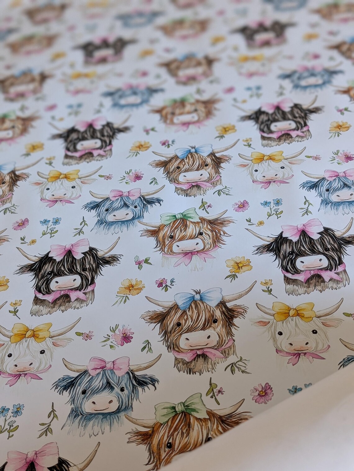 Watercolour Highland Cow Wrapping Paper – Floral Birthday Gift Wrap - Etsy