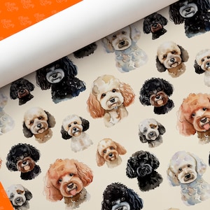 Posh 'poodle Parade' Wrapping Paper - Dog Themed Cute Doggy Printed ...
