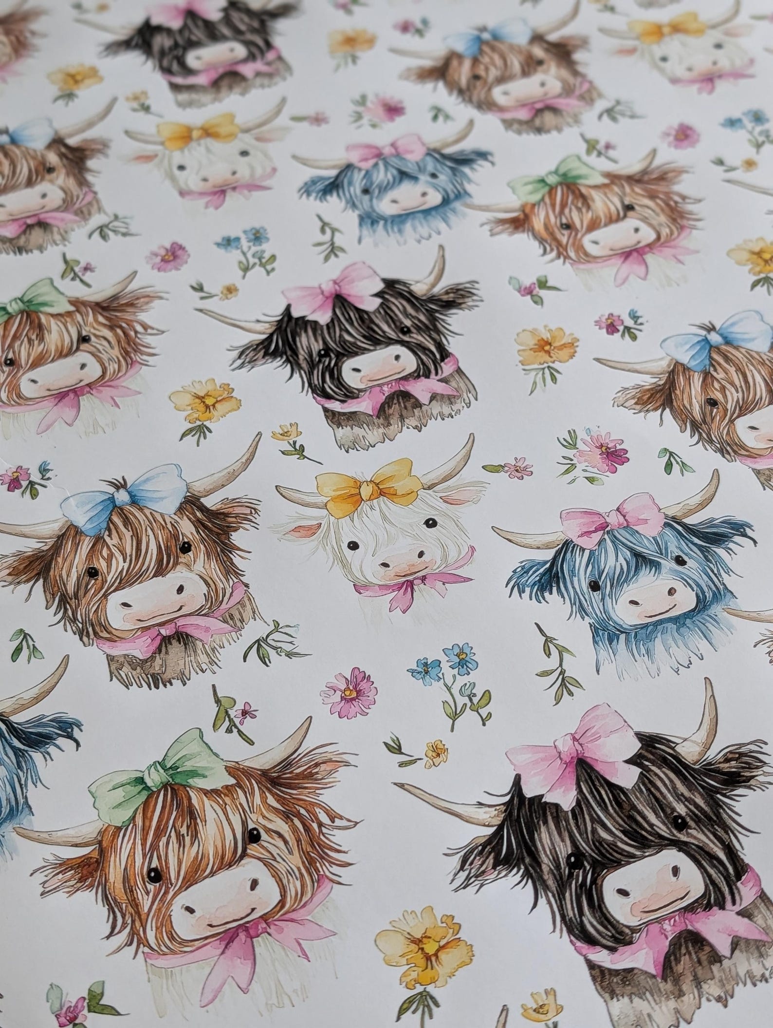 Watercolour Highland Cow Wrapping Paper – Floral Birthday Gift Wrap - Etsy