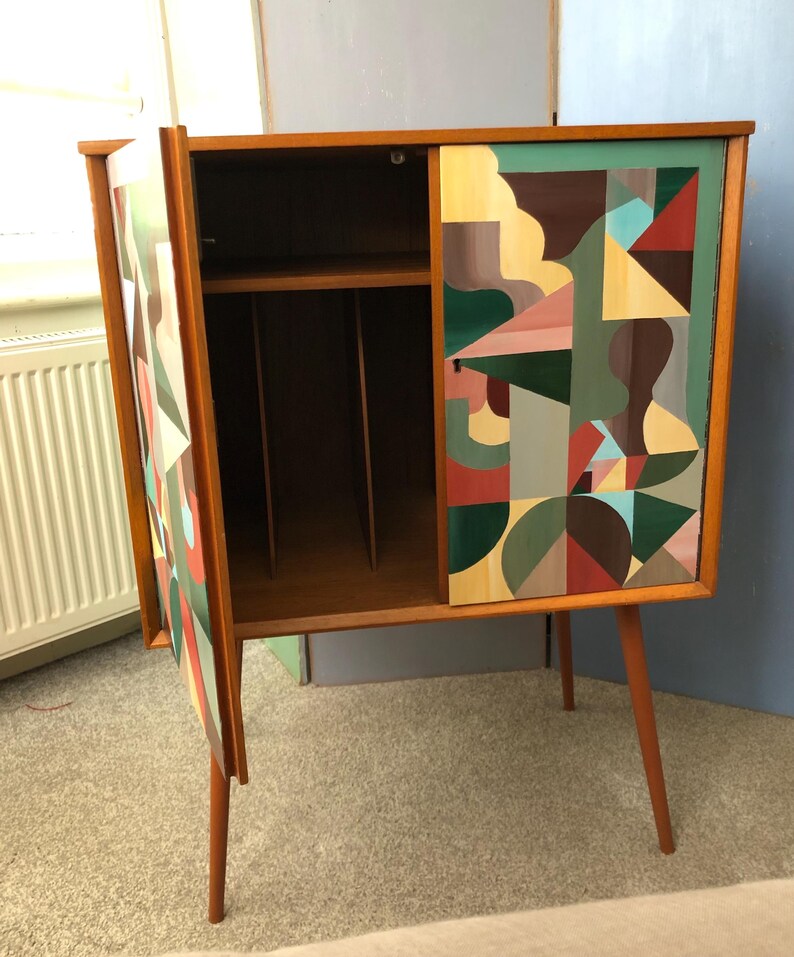 Retro Teak Record Cabinet - Etsy