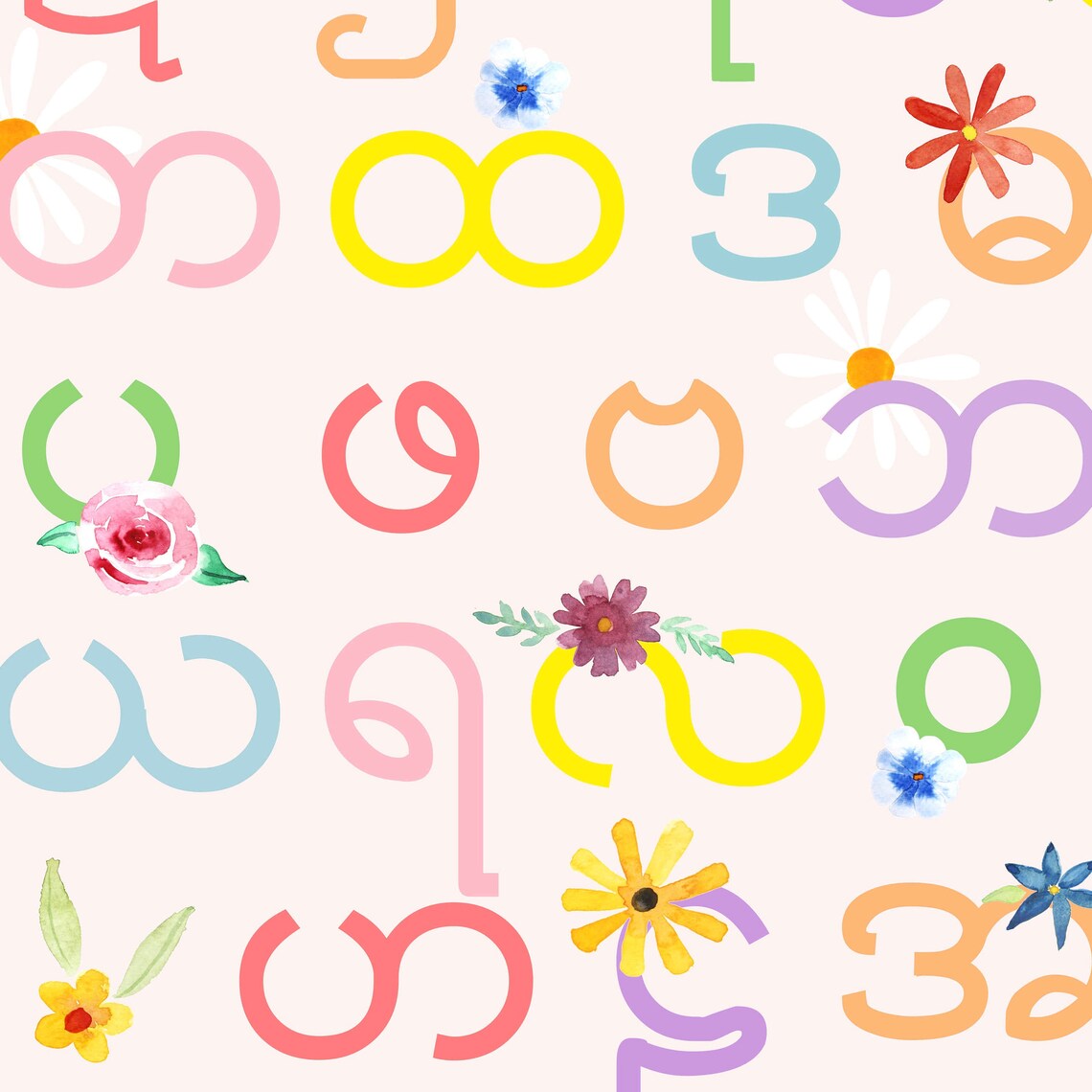 Printable Nursery Art, Kids Large Burmese Alphabet Myanmar Flower ...