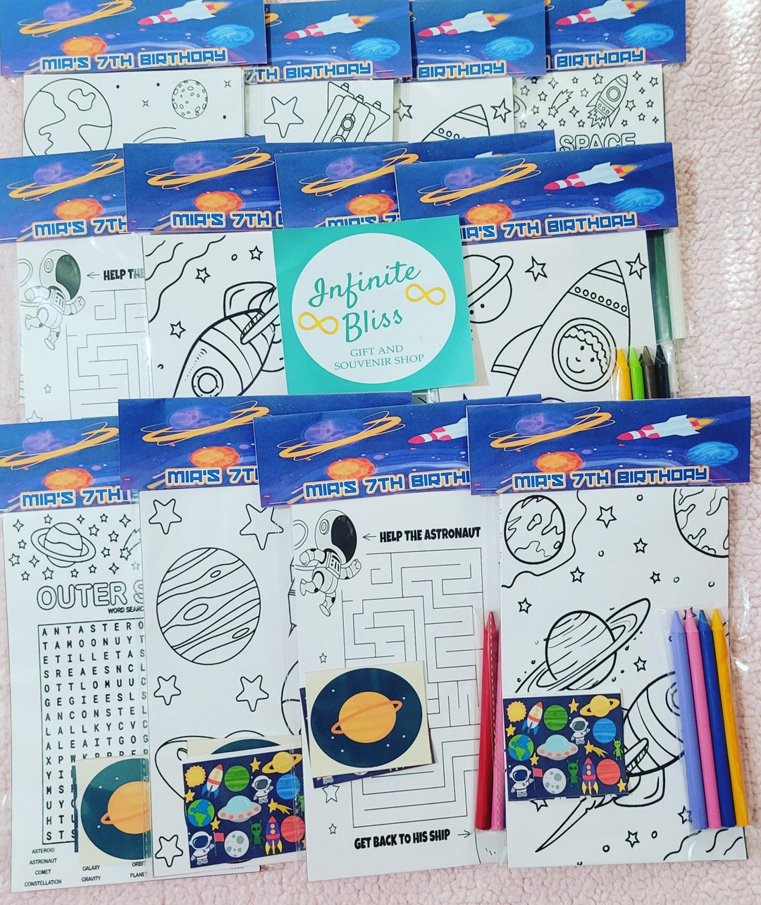 Space Birthday Activity Pack: Coloring Pages & Stickers Party Favor - Etsy