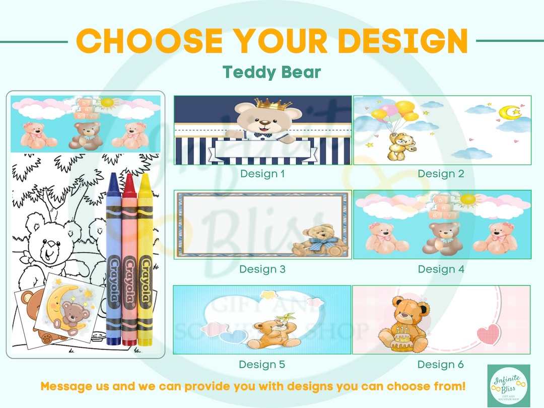 Teddy Bear Coloring Packs | Bear Party Coloring Pages | Party Favor ...