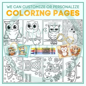 Owl Coloring Packs | Owl Coloring Pages | Owl Birthday Party Favor ...